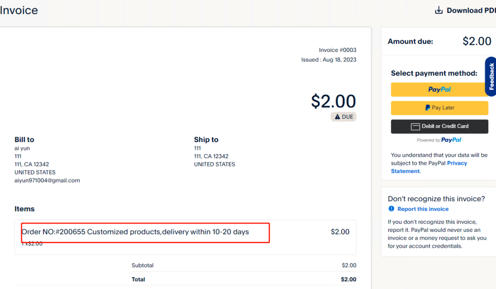 PayPal Invoice – Best payment methods to get a brand replica product ...